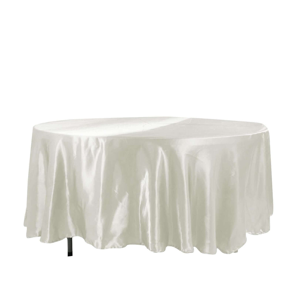 Satin Round Tablecloth 108" Ivory | TableclothsFactory
