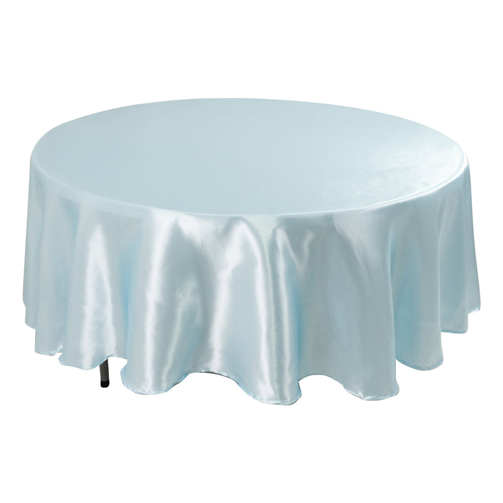 Satin Round Tablecloth 108" Light Blue | TableclothsFactory