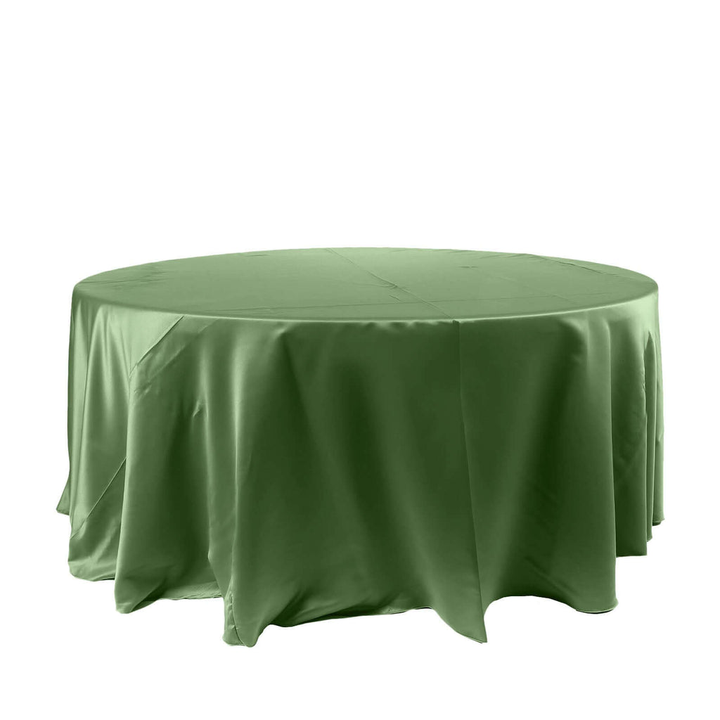 Satin Round Tablecloth 120" Olive Green | TableclothsFactory