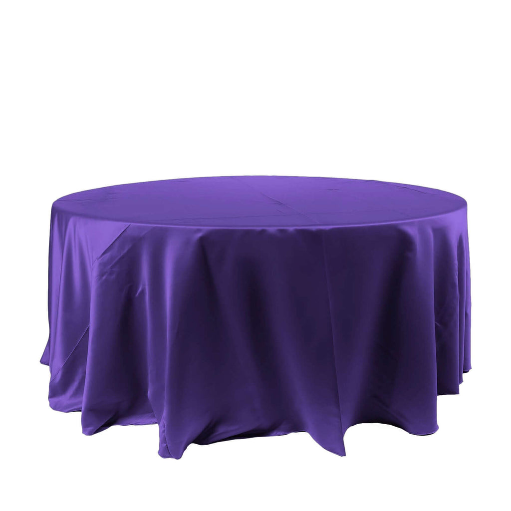 Satin Round Tablecloth 120" Purple | TableclothsFactory