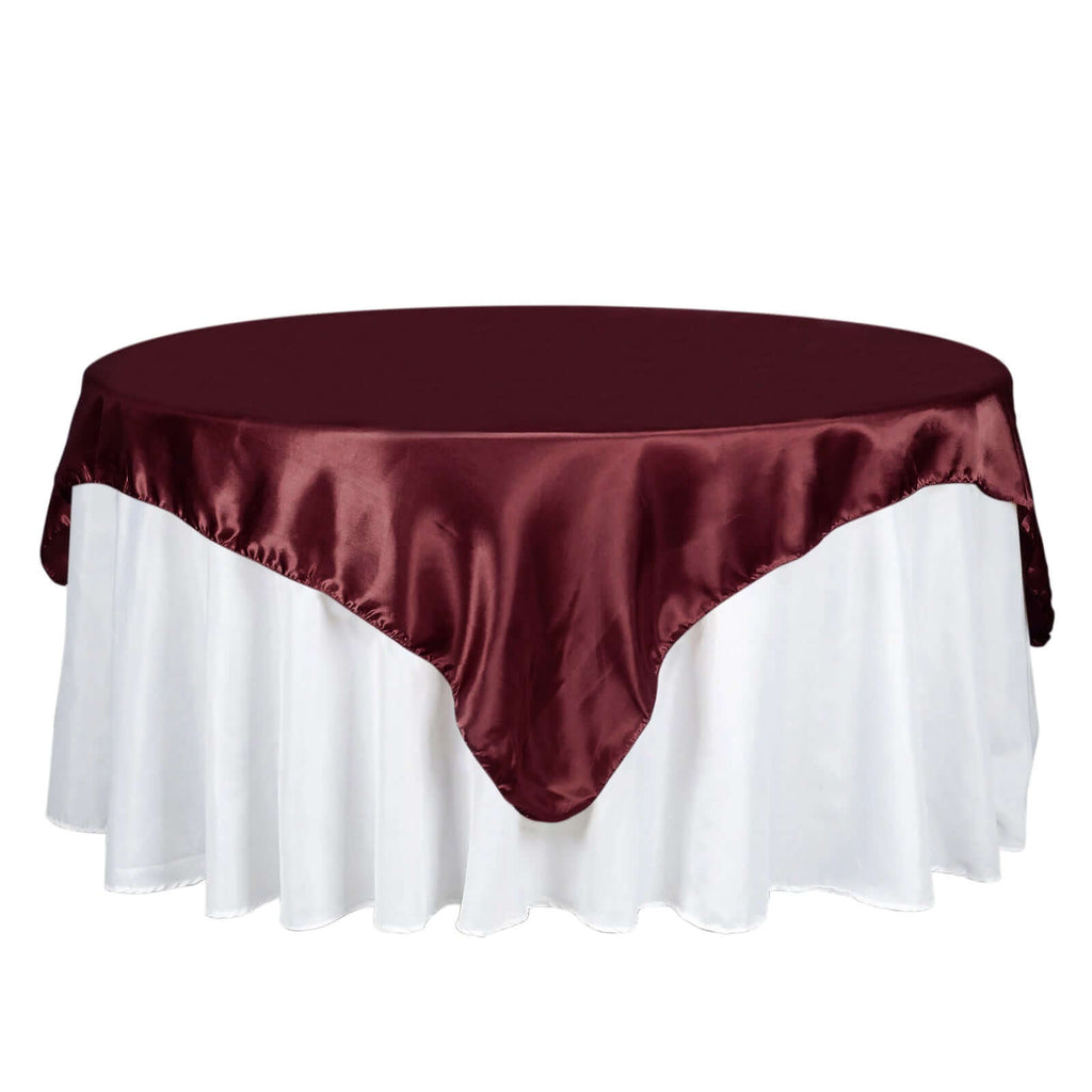 Satin Overlay 72"x72" Burgundy | TableclothsFactory