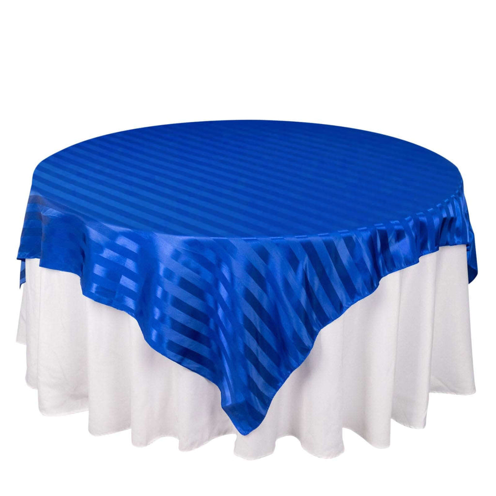 Stripe Overlay 72"x72" Royal Blue | TableclothsFactory