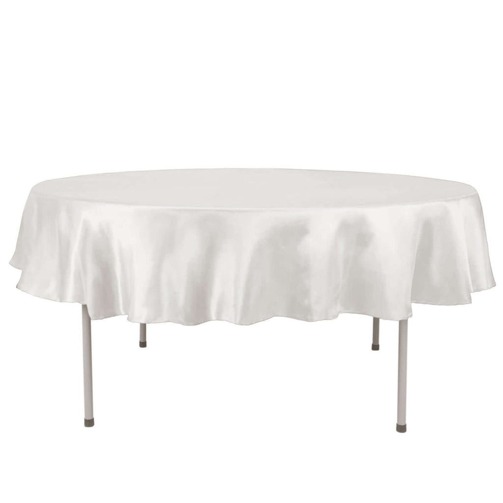 Satin Round Tablecloth 90" Ivory | TableclothsFactory