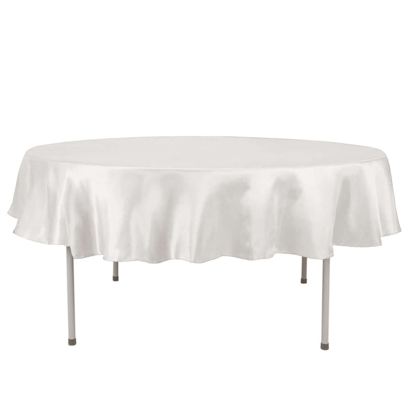 Satin Round Tablecloth 90" Ivory | TableclothsFactory