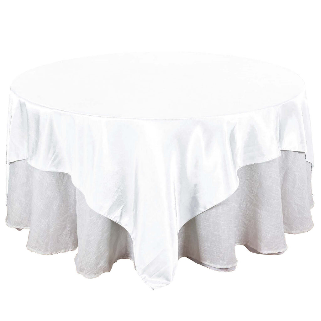 Satin Table Overlay 90"x90" White | TableclothsFactory