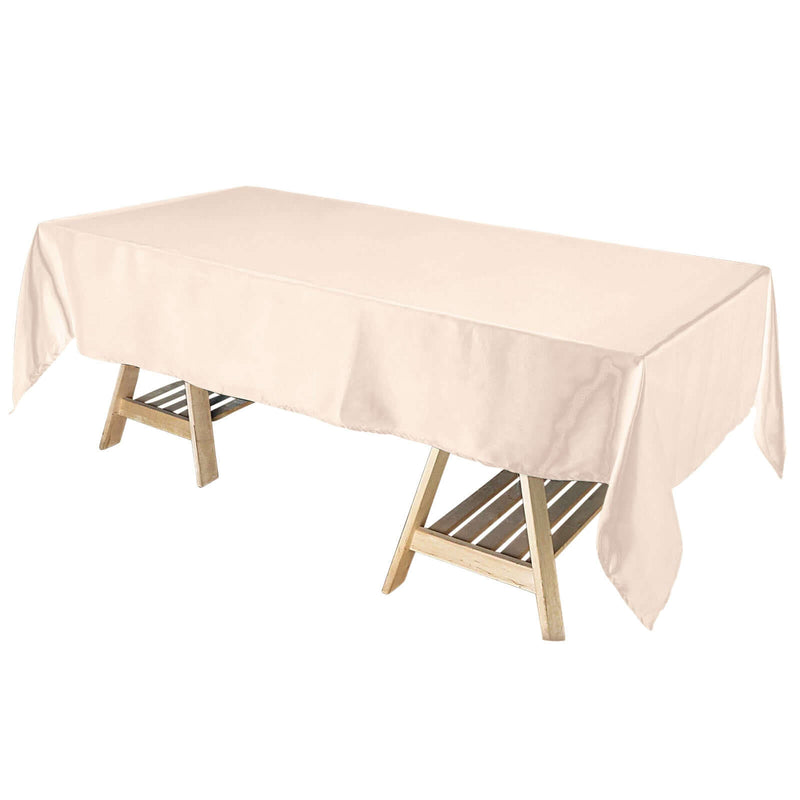 Satin Rectangle Tablecloth 90"x132" Beige | TableclothsFactory