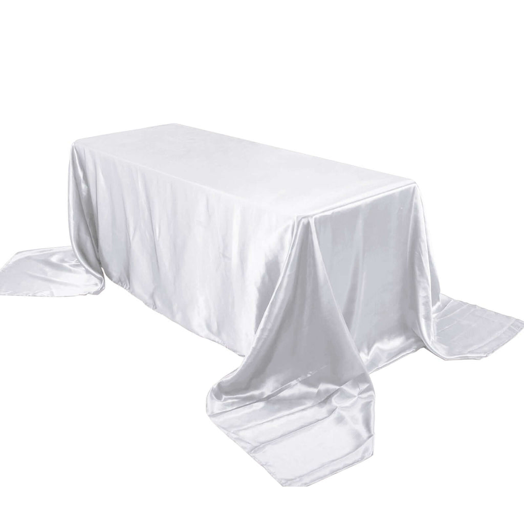 Satin Rectangle Tablecloth 90"x156" White | TableclothsFactory