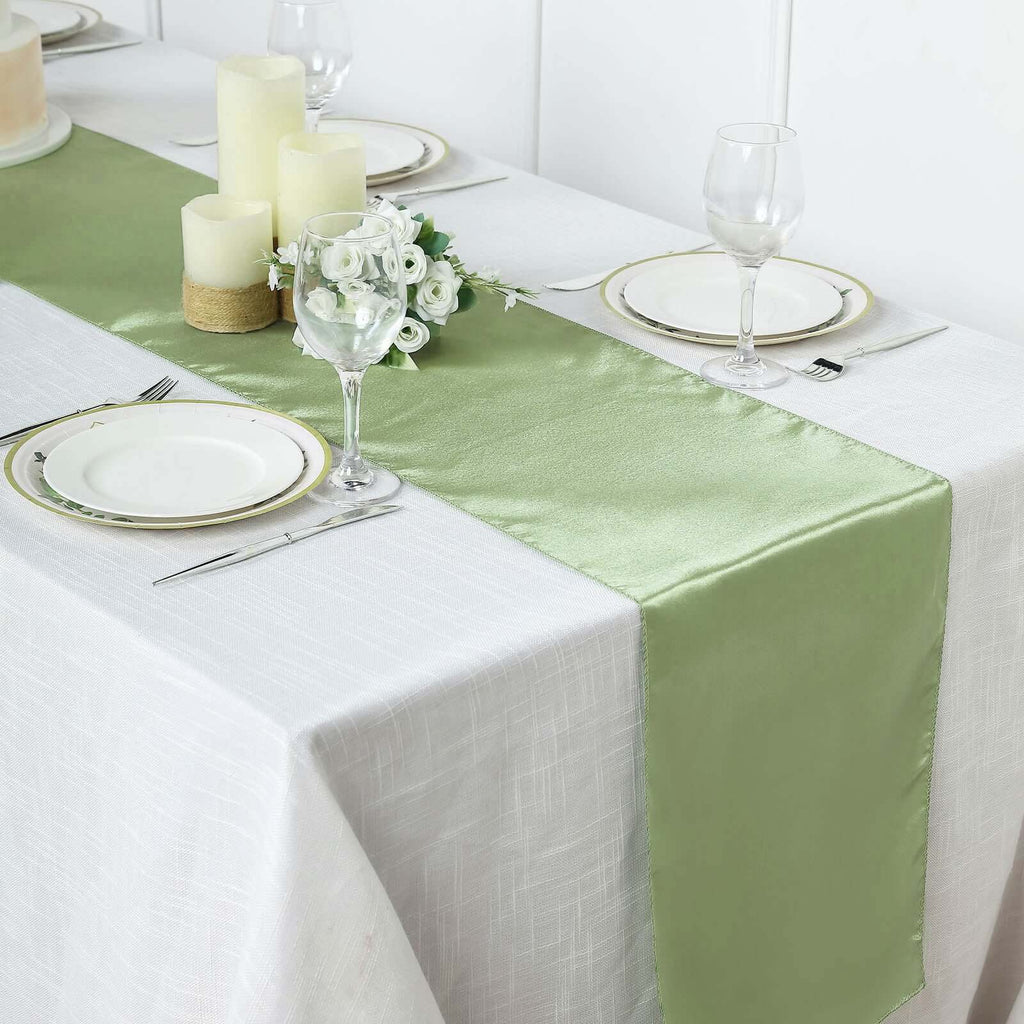 Satin Runner 12"x108" Sage Green | TableclothsFactory