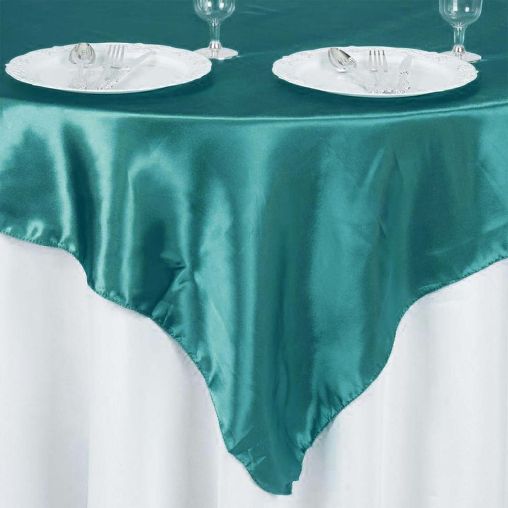 Satin Overlay 60"x60" Turquoise | TableclothsFactory