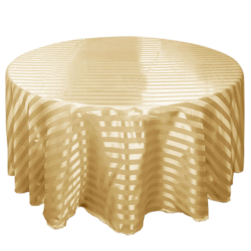 Satin Stripe Tablecloth 120" Champagne | TableclothsFactory