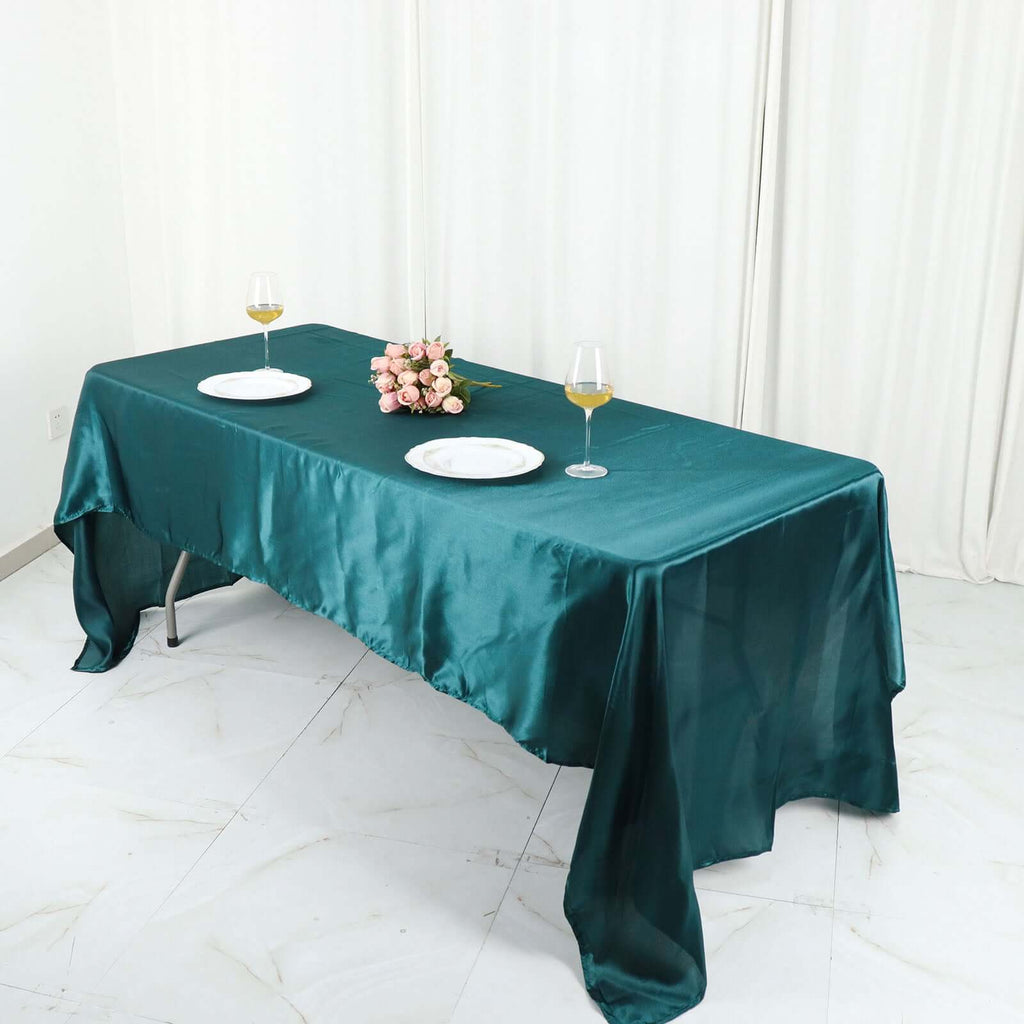 Satin Rectangle Tablecloth 60"x126" Teal | TableclothsFactory