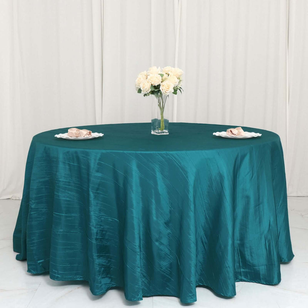 Accordion Crinkle Tablecloth 120" Teal | TableclothsFactory