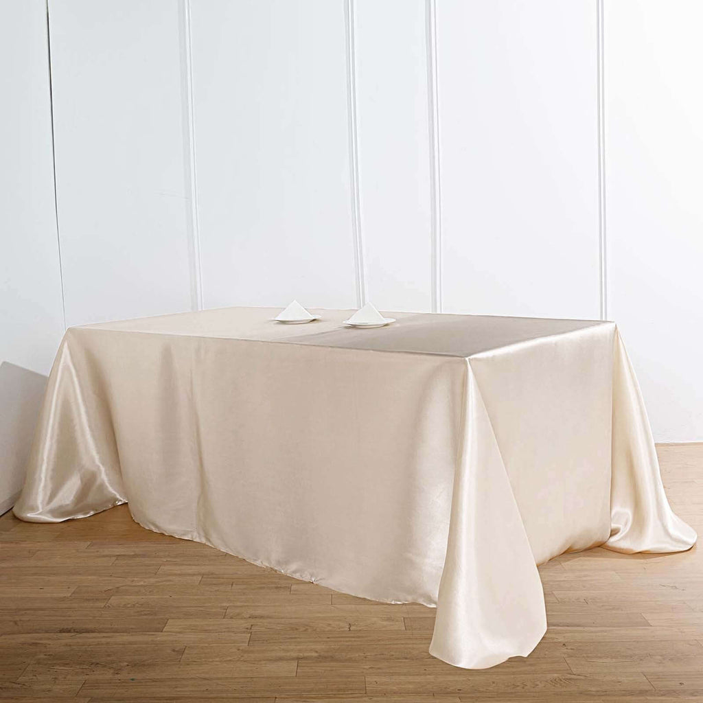 Satin Rectangle Tablecloth 90"x156" Beige | TableclothsFactory