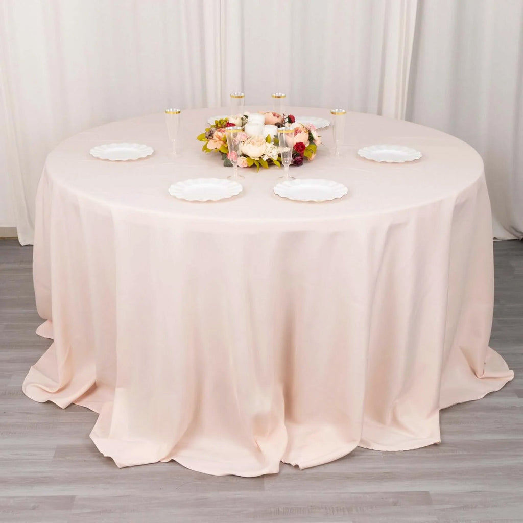 Premium Polyester Tablecloth 132" Blush | TableclothsFactory