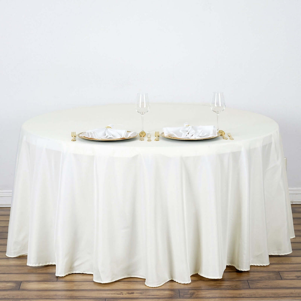 Polyester Tablecloth 132" Ivory | TableclothsFactory