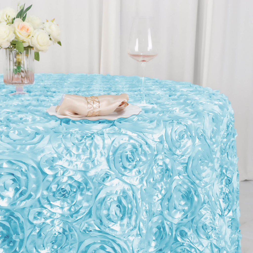 Rosette Tablecloth 120” Light Blue | TableclothsFactory