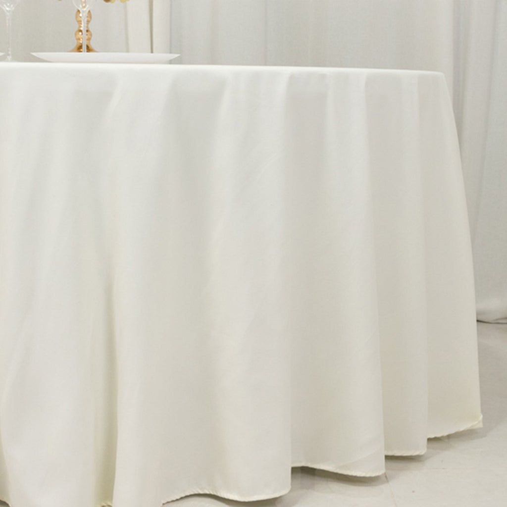 Cotton Blend Round Tablecloth 120" Ivory | TableclothsFactory