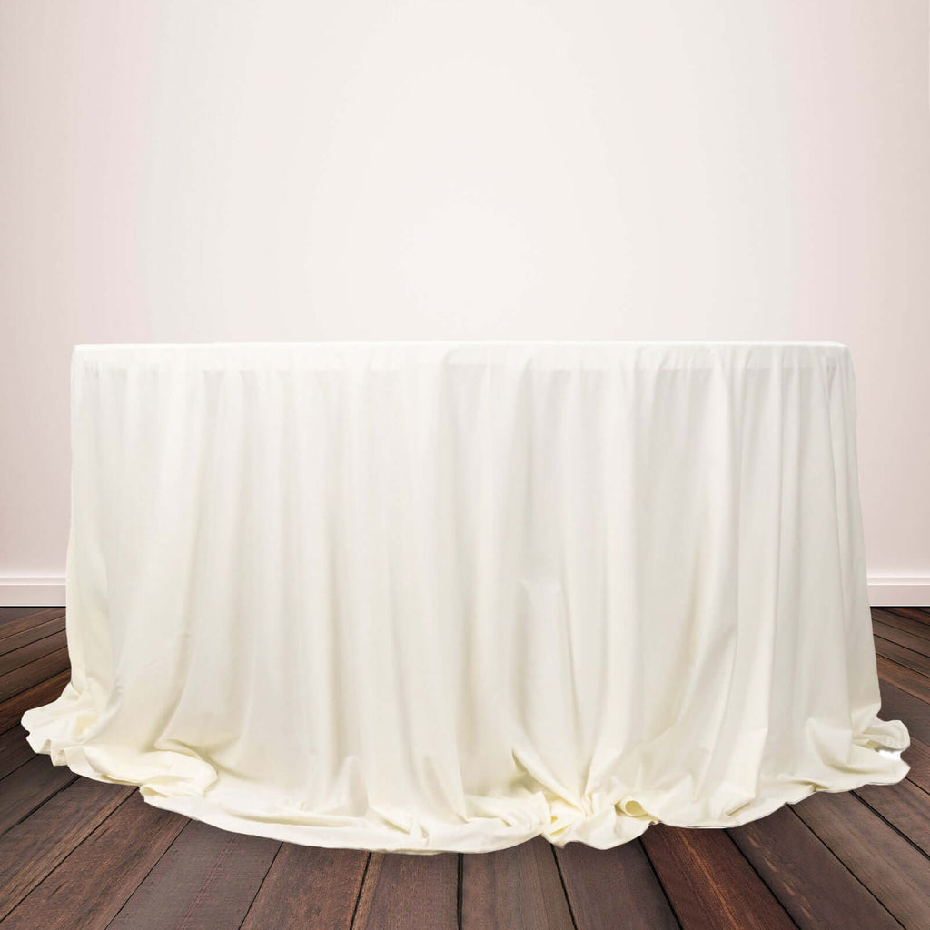 Premium Scuba Round Tablecloth 132" Ivory | TableclothsFactory