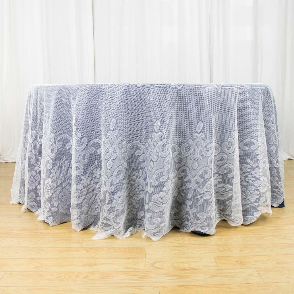 Seamless Lace Round Tablecloth 120" Ivory | TableclothsFactory