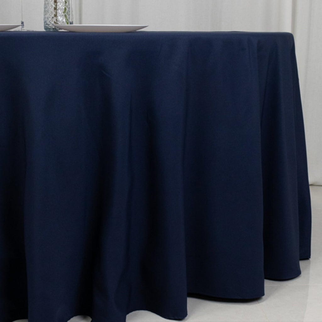 Fire Retardant Round Tablecloth 120" Navy Blue | TableclothsFactory