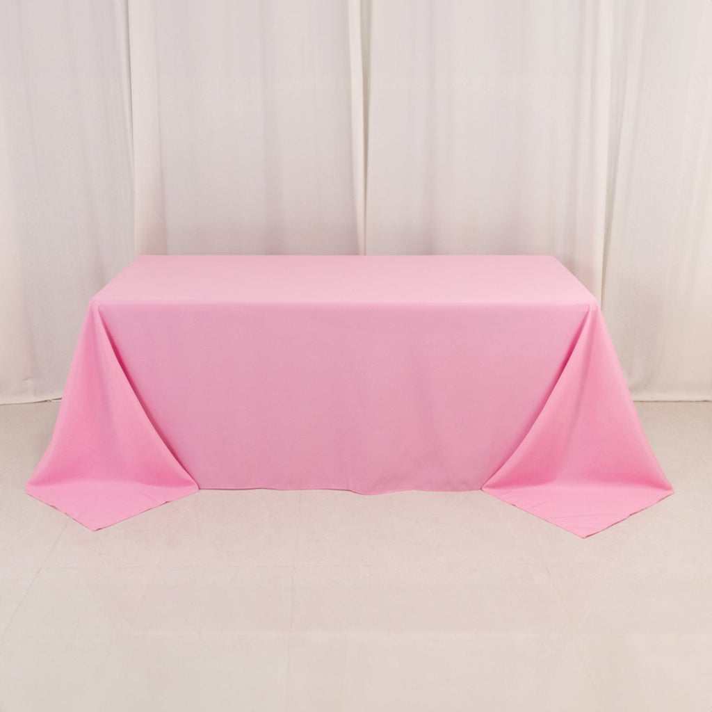 Premium Polyester Tablecloth 90"x132" Pink | TableclothsFactory