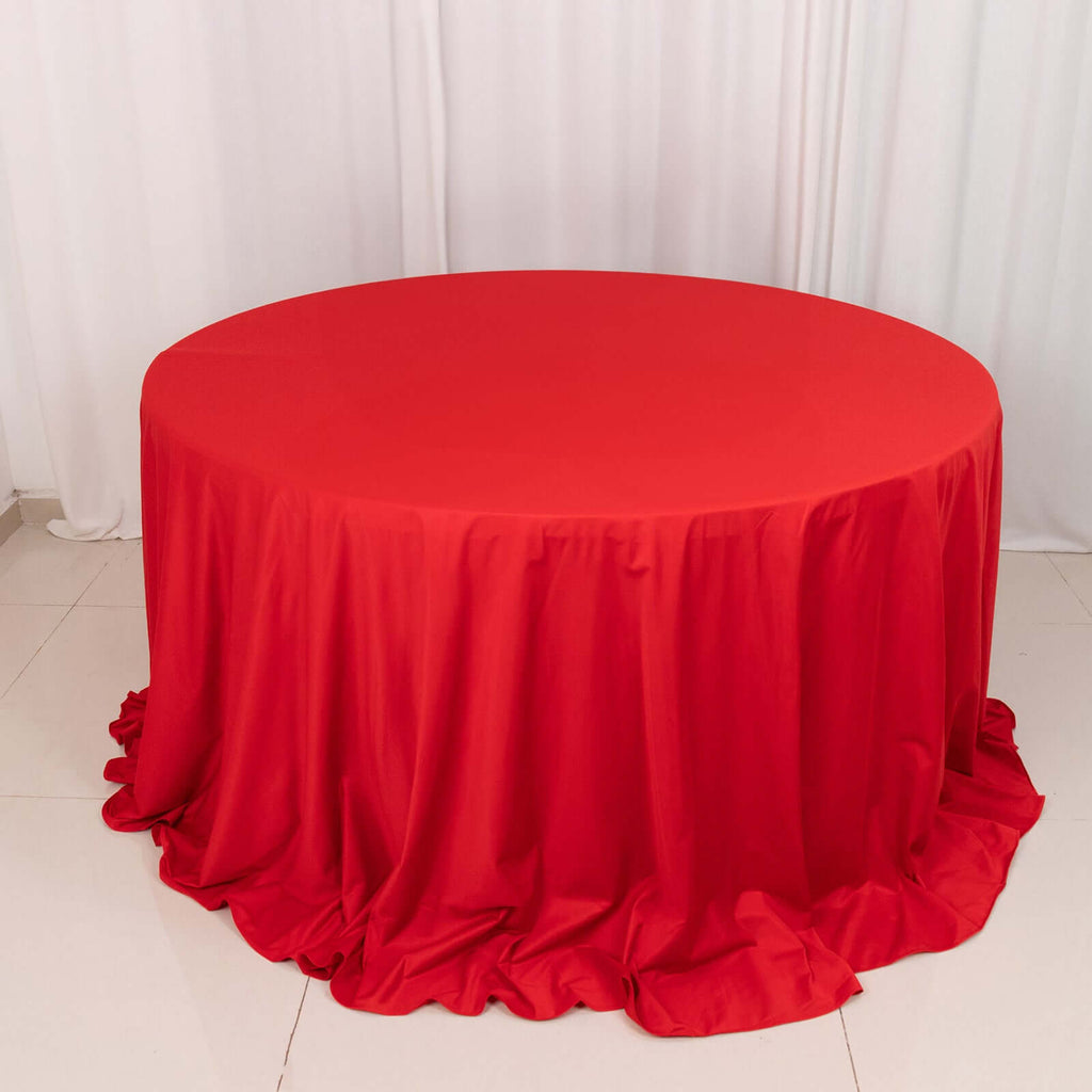 Premium Scuba Round Tablecloth 132" Red | TableclothsFactory