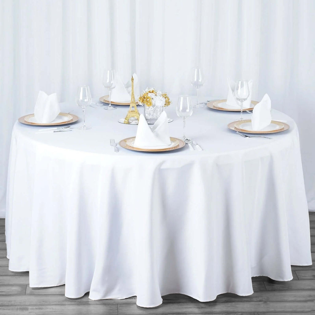 Premium Polyester Tablecloth 120" White by TableclothsFactory.com