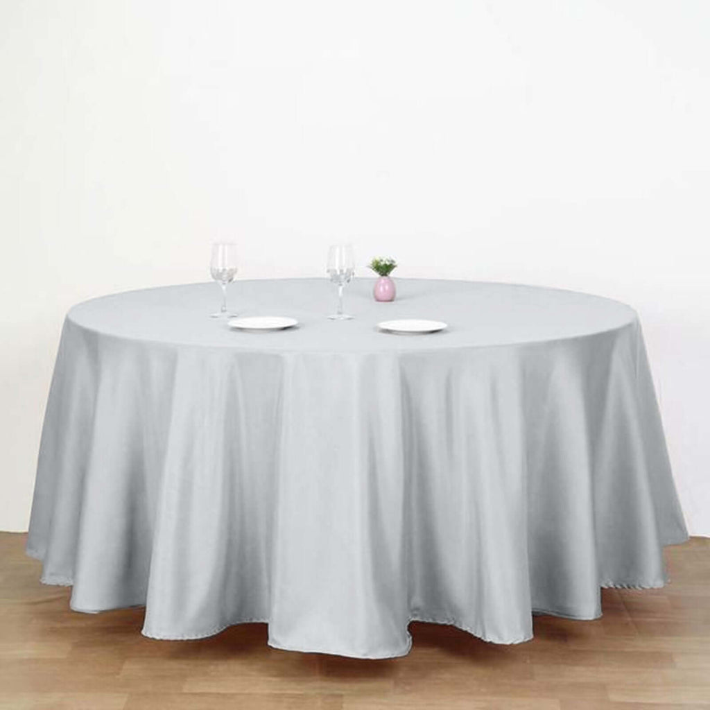 Polyester Tablecloth 120" Silver | TableclothsFactory