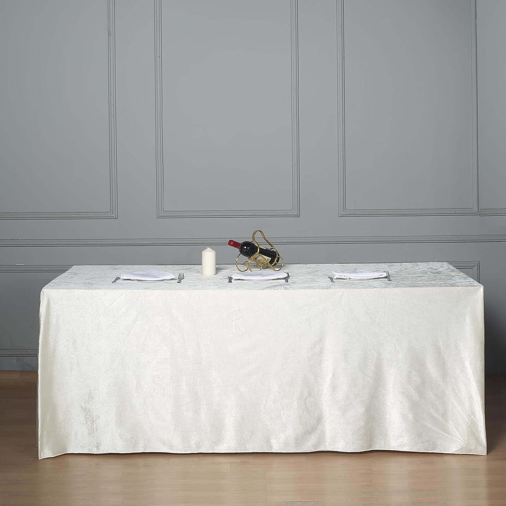 Velvet Tablecloth 90"x156" Ivory | TableclothsFactory