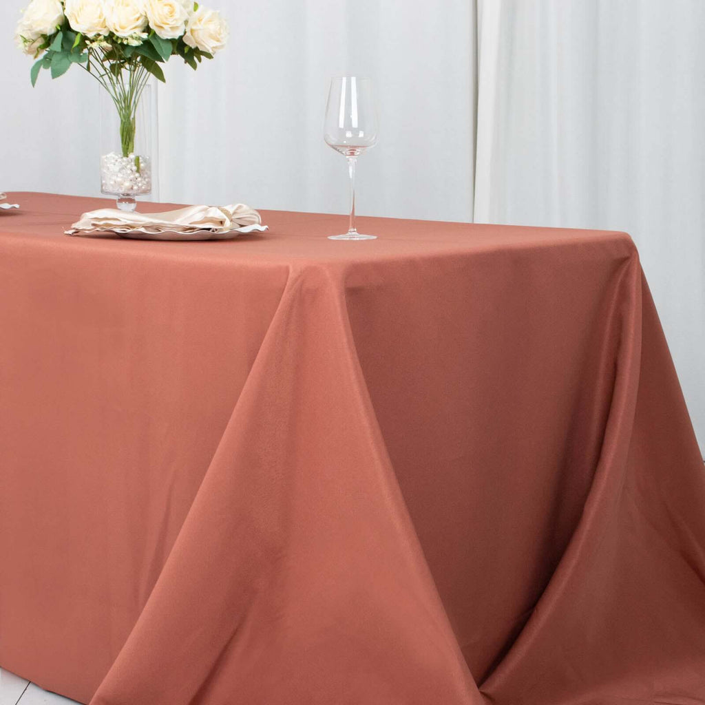 Premium Polyester Tablecloth 90"x156" Terracotta | TableclothsFactory