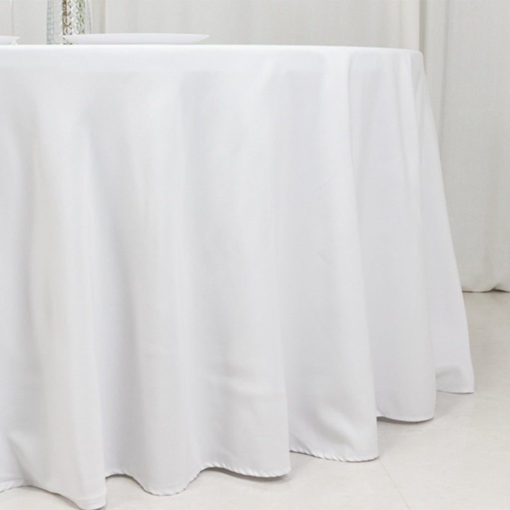 Fire Retardant Round Tablecloth 120" White | TableclothsFactory