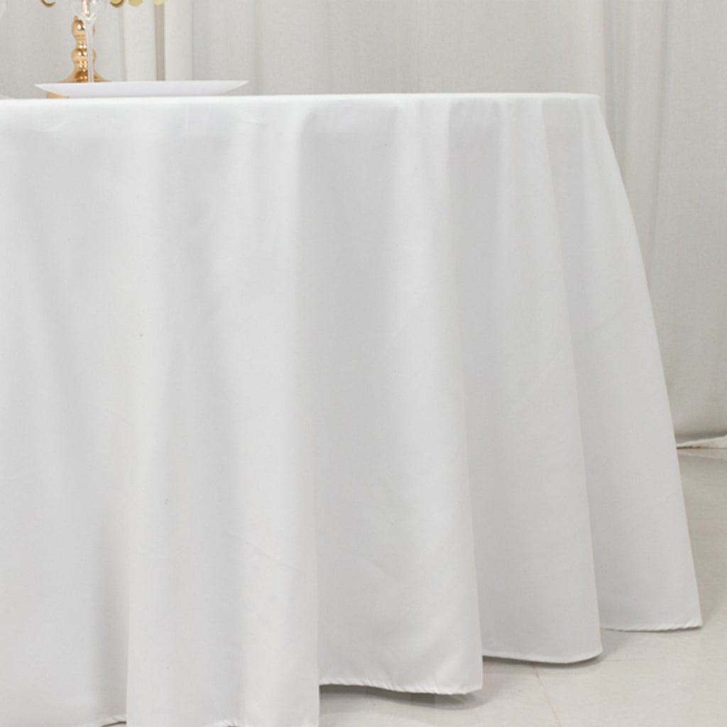 Cotton Blend Round Tablecloth 120" White | TableclothsFactory
