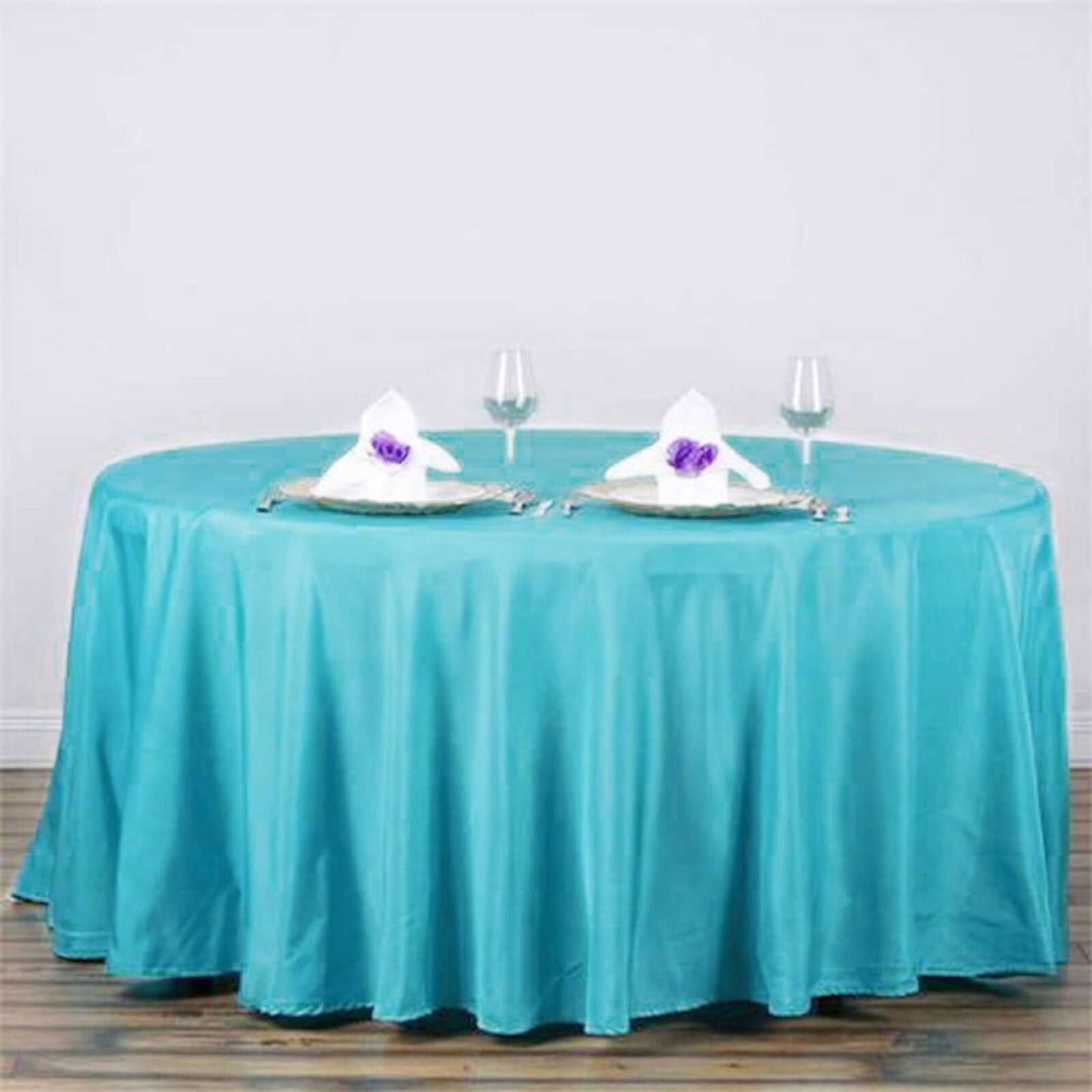 Polyester Round Tablecloth 120" Turquoise | TableclothsFactory