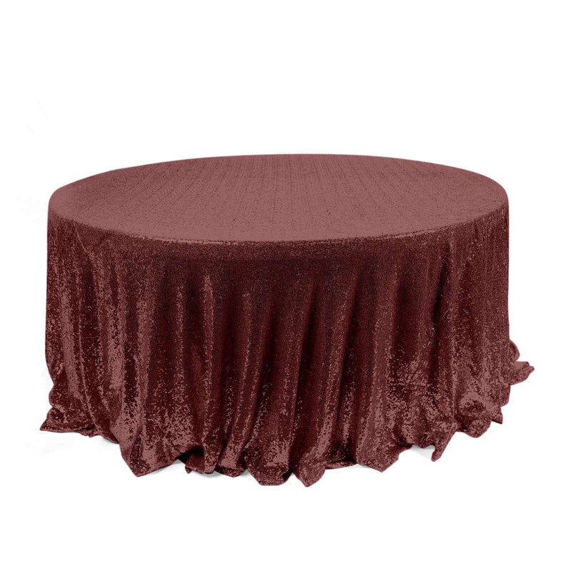 Sequin Tablecloth 120" Burgundy by TableclothsFactory.com