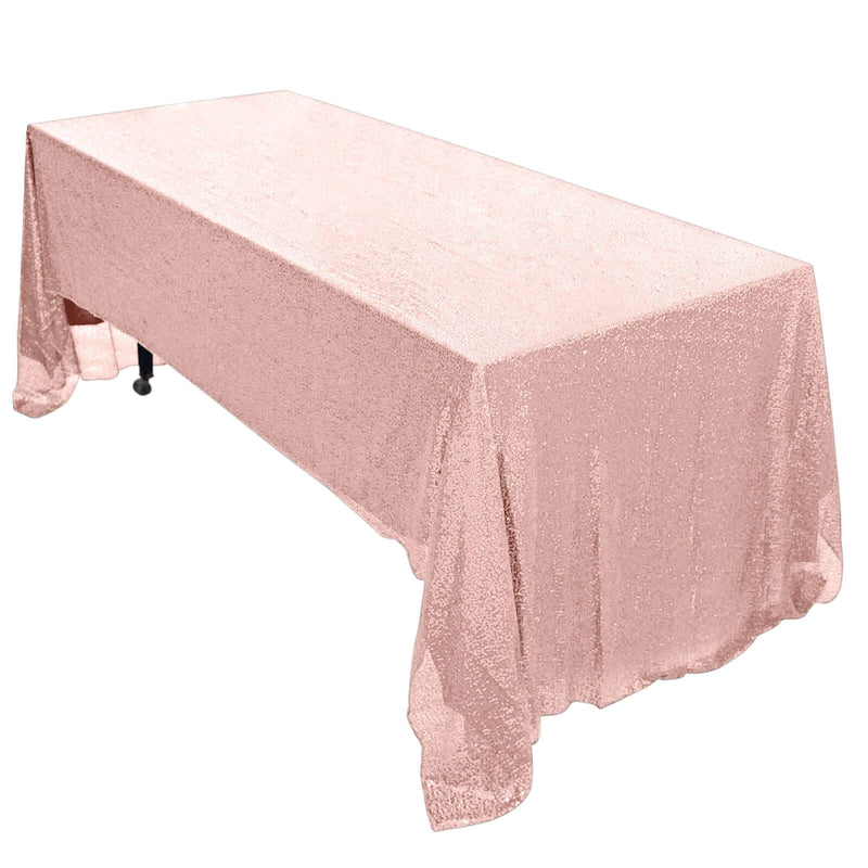 Sequin Tablecloth 136" Rose Gold | TableclothsFactory