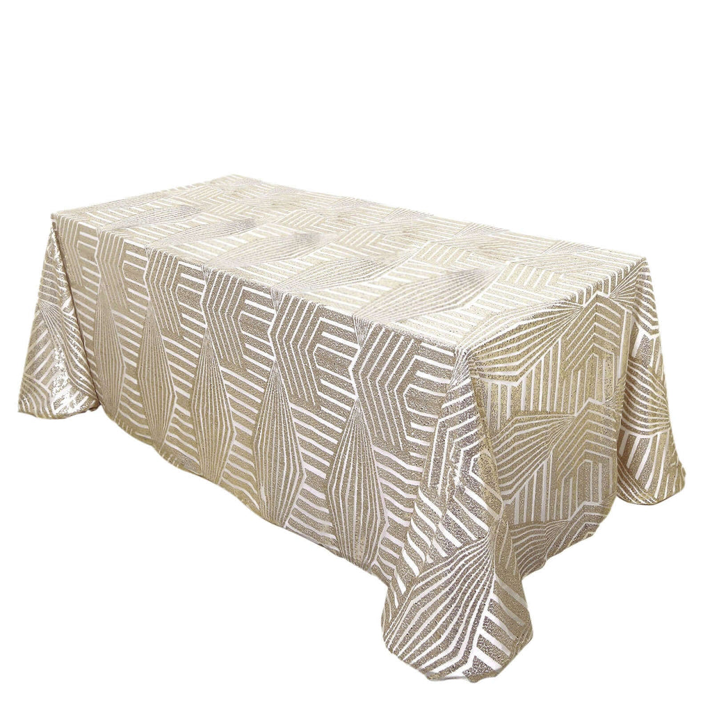 Diamond Sequin 90"x132" Champagne | TableclothsFactory