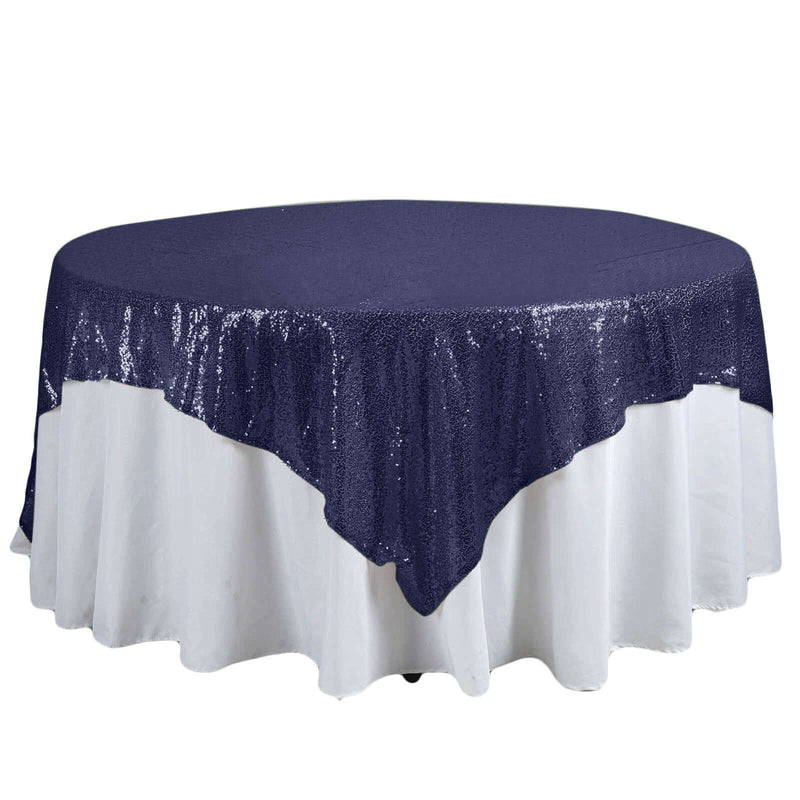 Sequin Overlay 90"x90" Navy Blue | TableclothsFactory