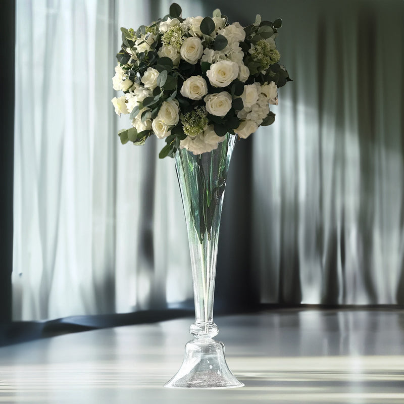 Reversible Glass Trumpet Vases Clear 40" | TableclothsFactory