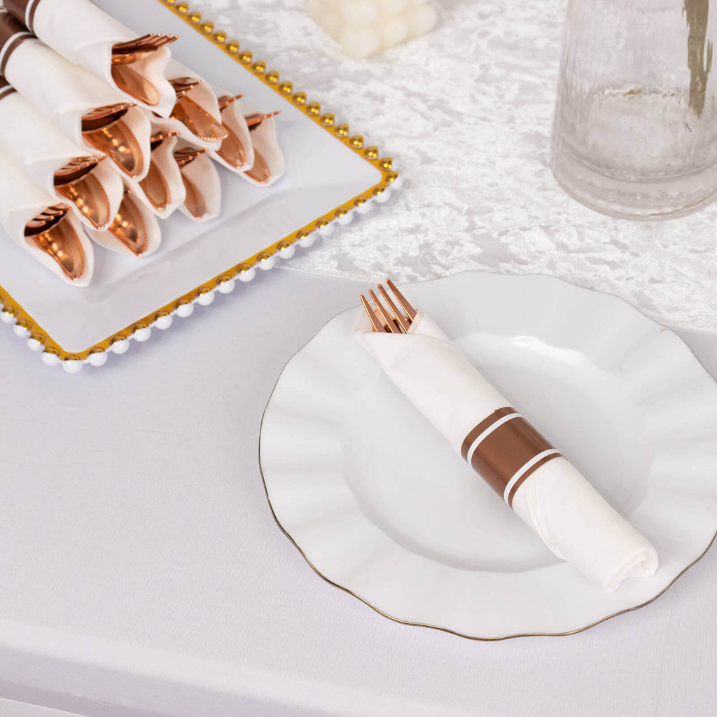 Pre Rolled Disposable Wrapped Plastic Cutlery Set of 24 Rose Gold ...