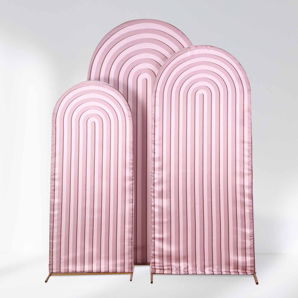 Dusty Rose Satin Chiara Wedding Arch Covers | TableclothsFactory