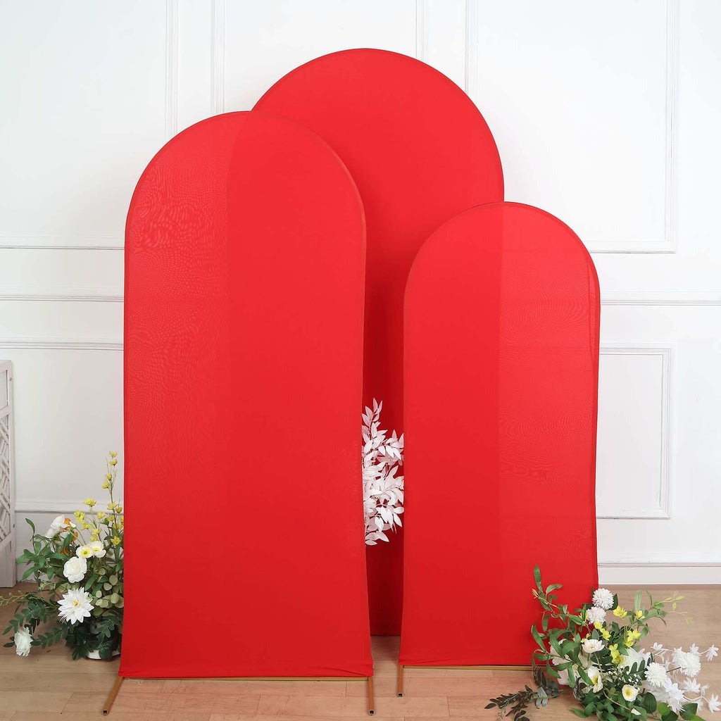 Matte Red Spandex Chiara Backdrop Cover Set | TableclothsFactory