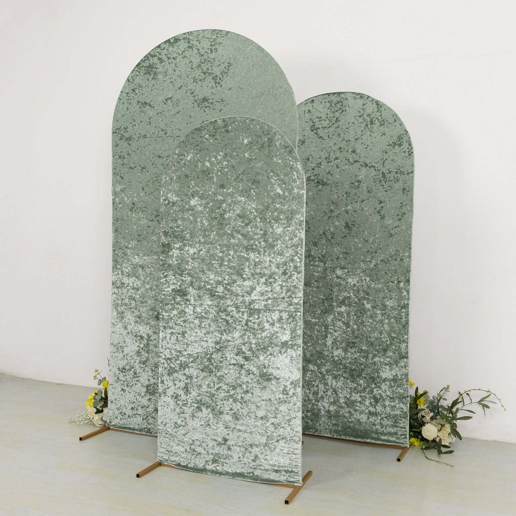 Sage Green Crushed Velvet Backdrop Covers Set | TableclothsFactory