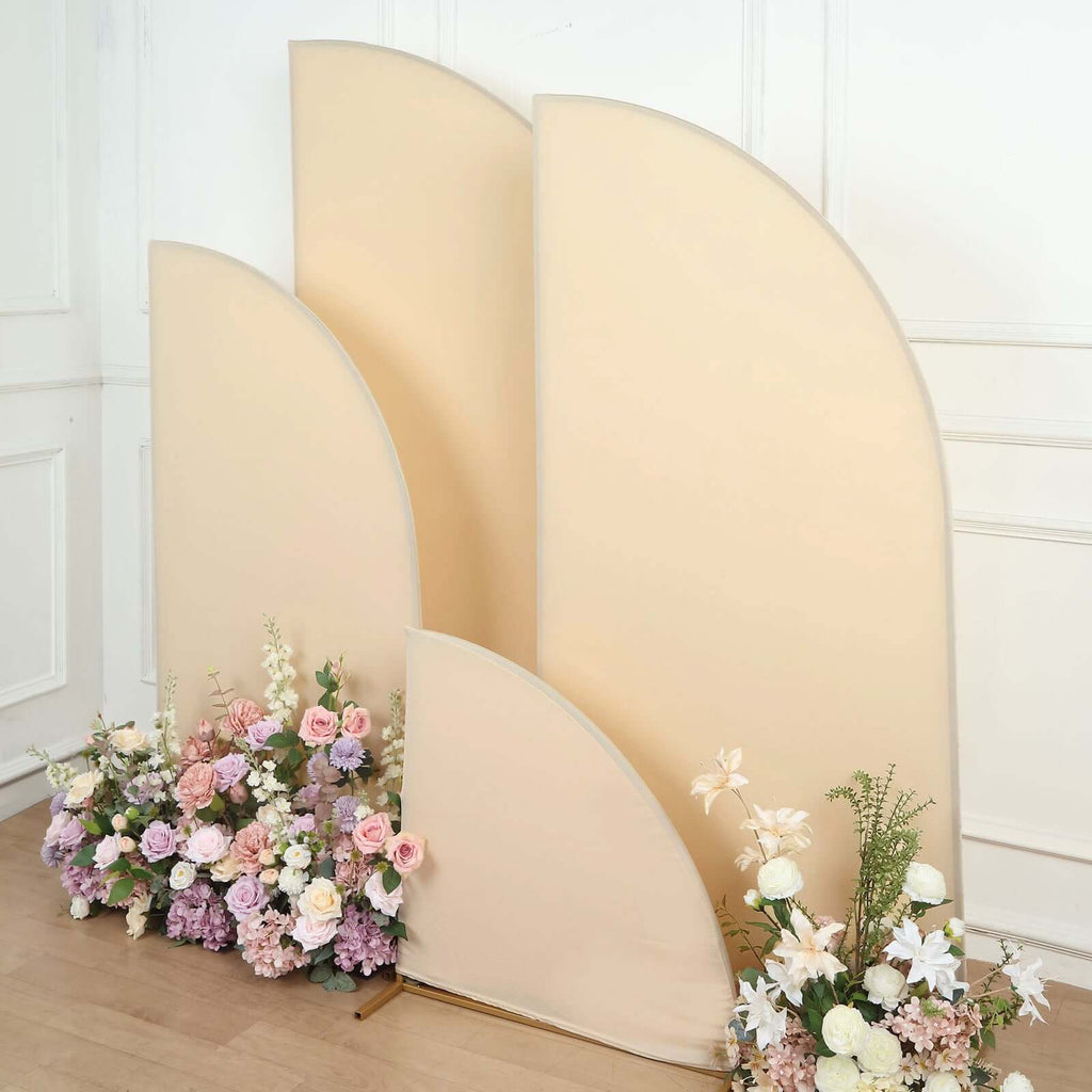 Matte Beige Spandex Half Moon Backdrop Covers | TableclothsFactory