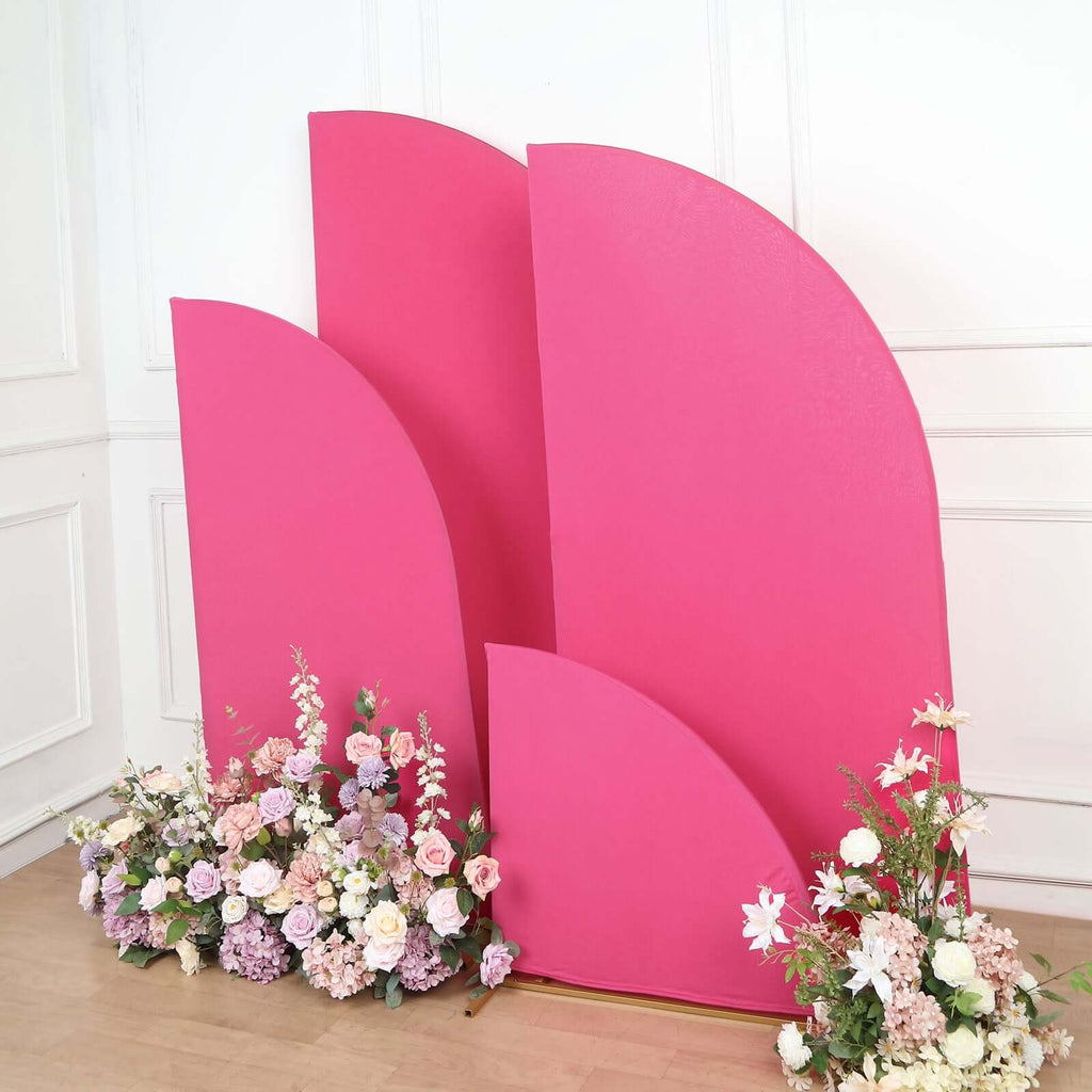 Matte Fuchsia Spandex Half Moon Backdrop Covers | TableclothsFactory