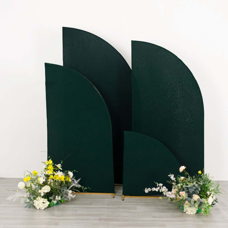 7ft Emerald Green Spandex Half Moon Backdrop Cover | TableclothsFactory