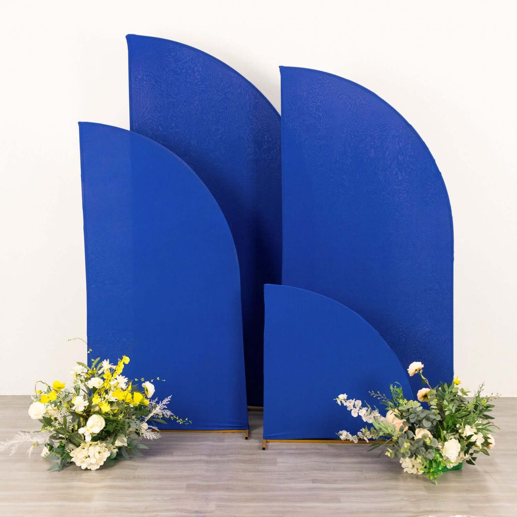 Matte Royal Blue Spandex Half Moon Backdrop Covers | TableclothsFactory