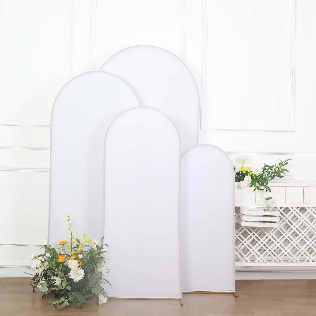 Matte White Spandex Wedding Arch Covers Set of 4 | TableclothsFactory