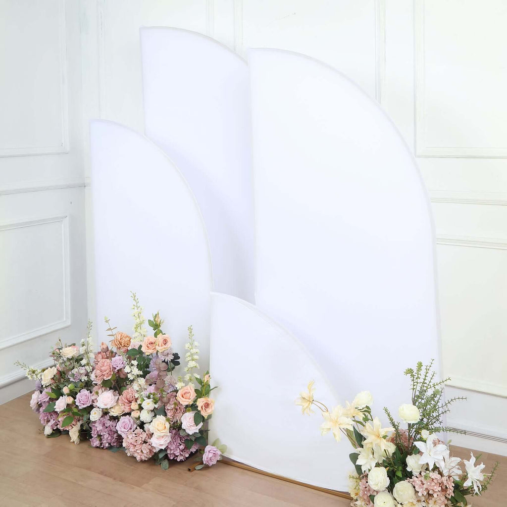 Matte White Spandex Half Moon Backdrop Covers | TableclothsFactory