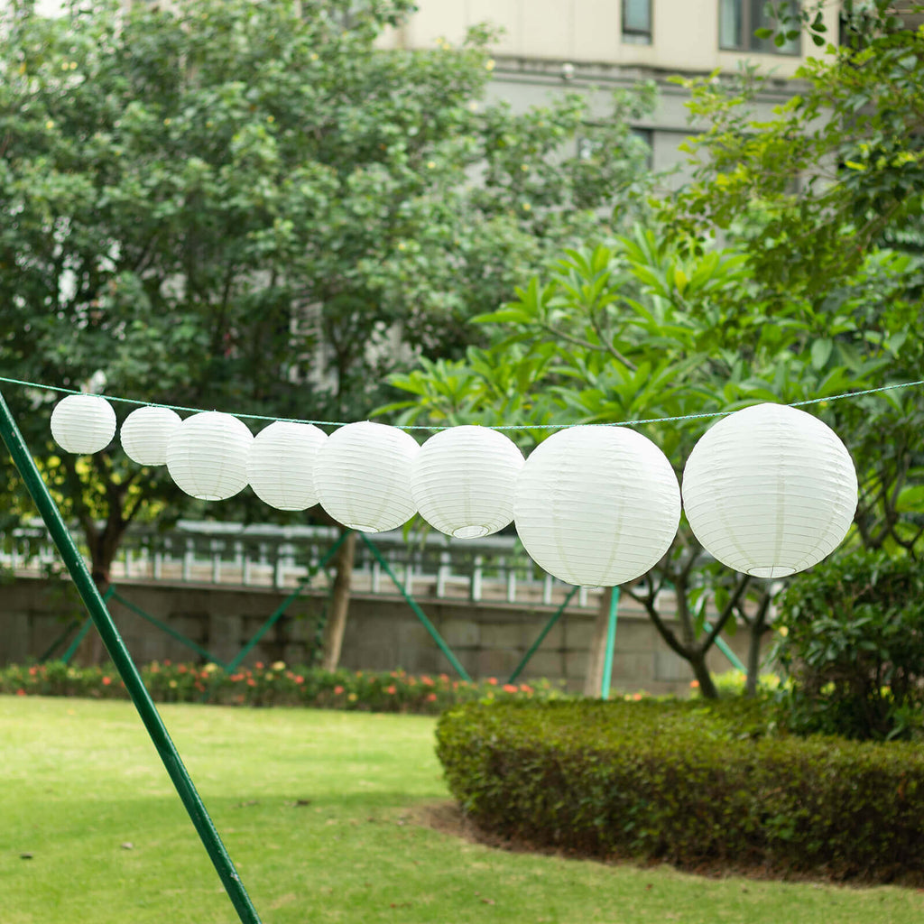 Ivory Hanging Paper Lanterns Set of 8 | TableclothsFactory