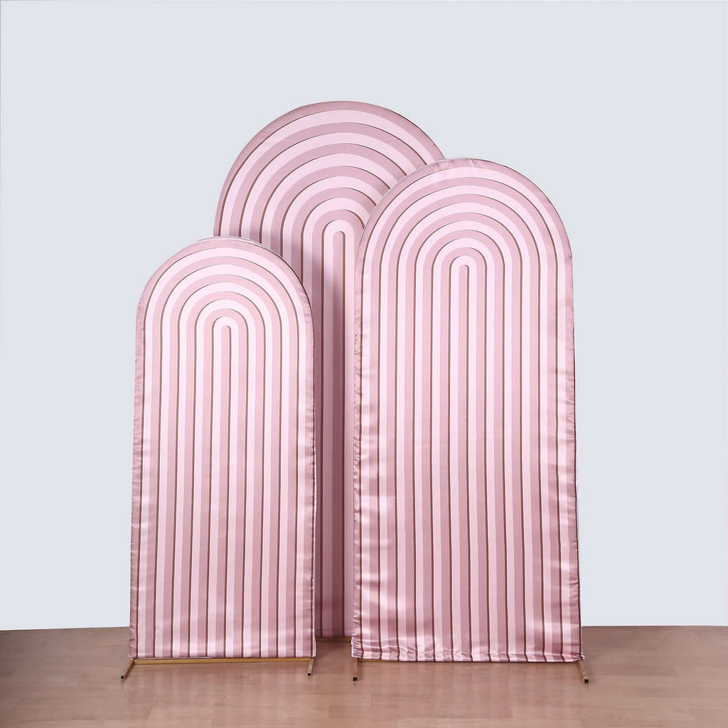 Dusty Rose Ripple Satin Chiara Wedding Arch Covers, Fitted Covers